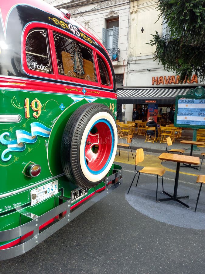 Back of a Chevy 1942 Bus with Customized Paint on the Street of Buenos ...