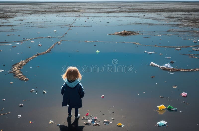 The Back of a Child Standing and Looking at a Pile of Garbage on the ...