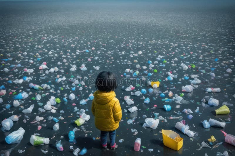 The Back of a Child Standing and Looking at a Pile of Garbage on the ...