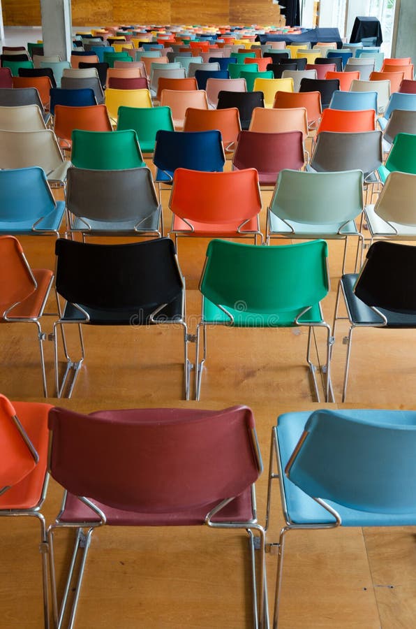 Back of colorful chairs stock image. Image of lecture - 55635505