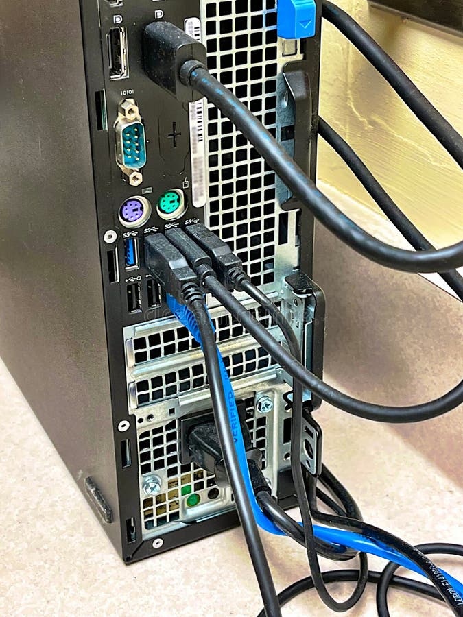 The Back of the Computer Motherboard with DVI and VGA Connectors for ...