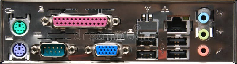 Back Connection Panel of Computer Stock Image - Image of parallel ...