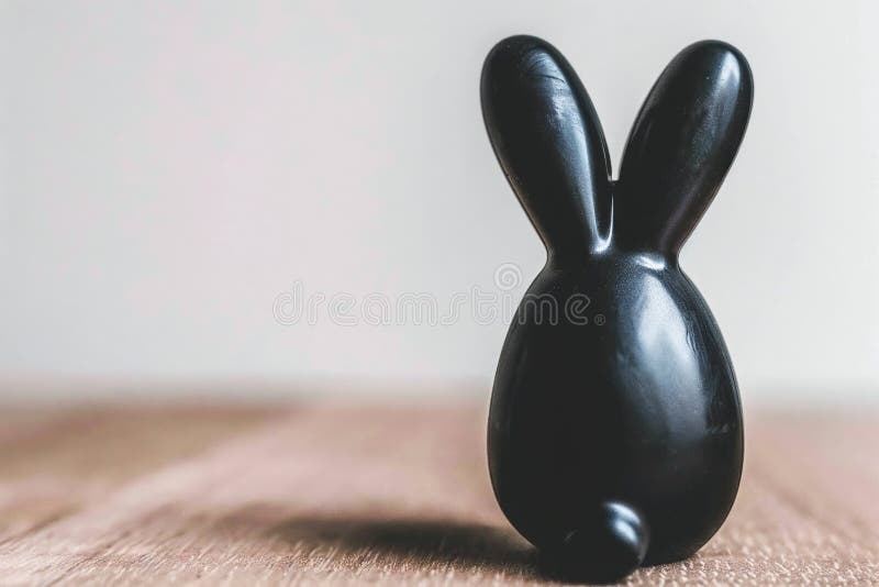 A Back of a Cute Black Bunny Figurine, Minimal Background with Copy ...