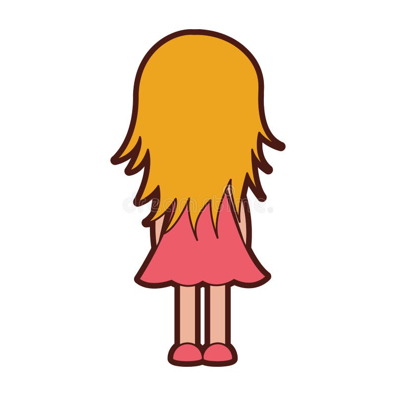 Back Cute Little Girl Character Stock Vector - Illustration of ...
