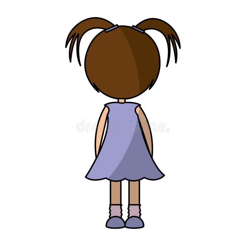 Back Cute Little Girl Character Stock Vector - Illustration of vector ...