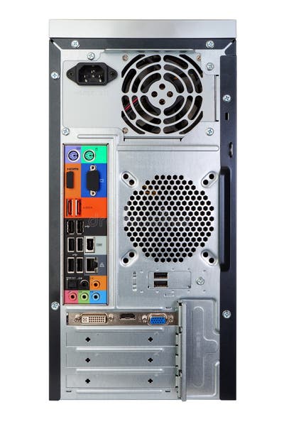 The Back of a Desktop Computer with the Motherboard. Stock Photo ...