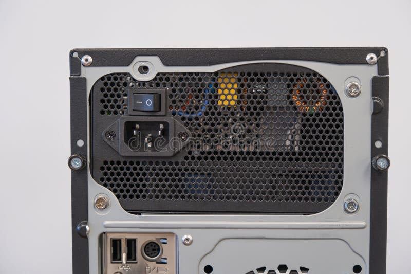 Back of a Desktop Computer in an Office Stock Image - Image of tower ...