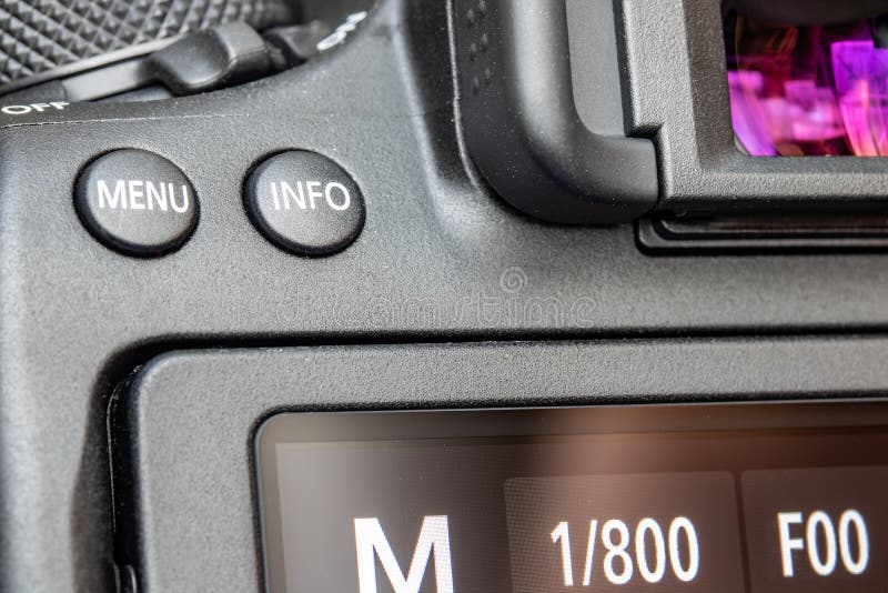 The Back of Digital Camera with Menu and Info Buttons Stock Image ...