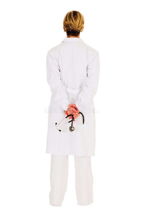 Rear View of Medical Doctor, Man Standing Back Wear Doctors Lab White ...