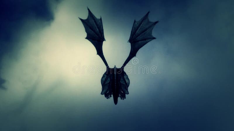 Dragon Flying in the Sky Under a Lightning Storm on a Mountain Range ...