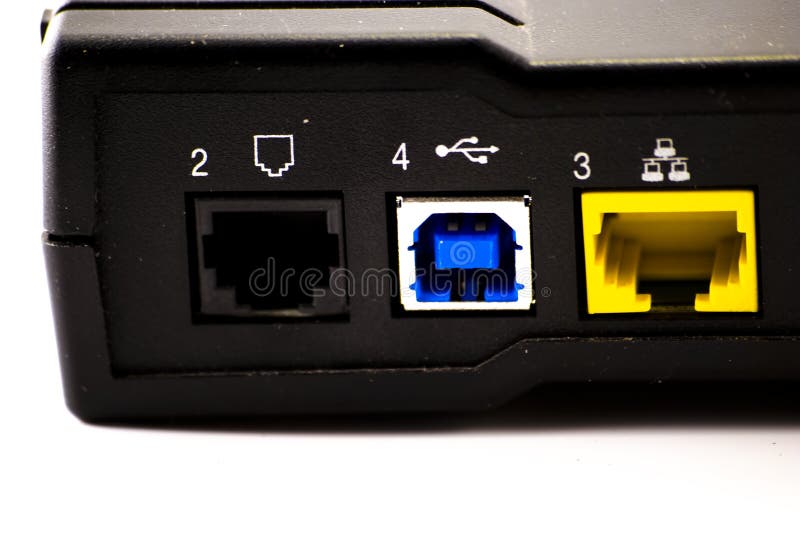 Back of DSL Modem Isolated stock image. Image of modem - 9722523