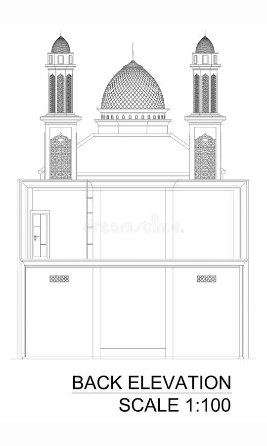 Back Elevation 2 ST Mosque stock vector. Illustration of landscape ...