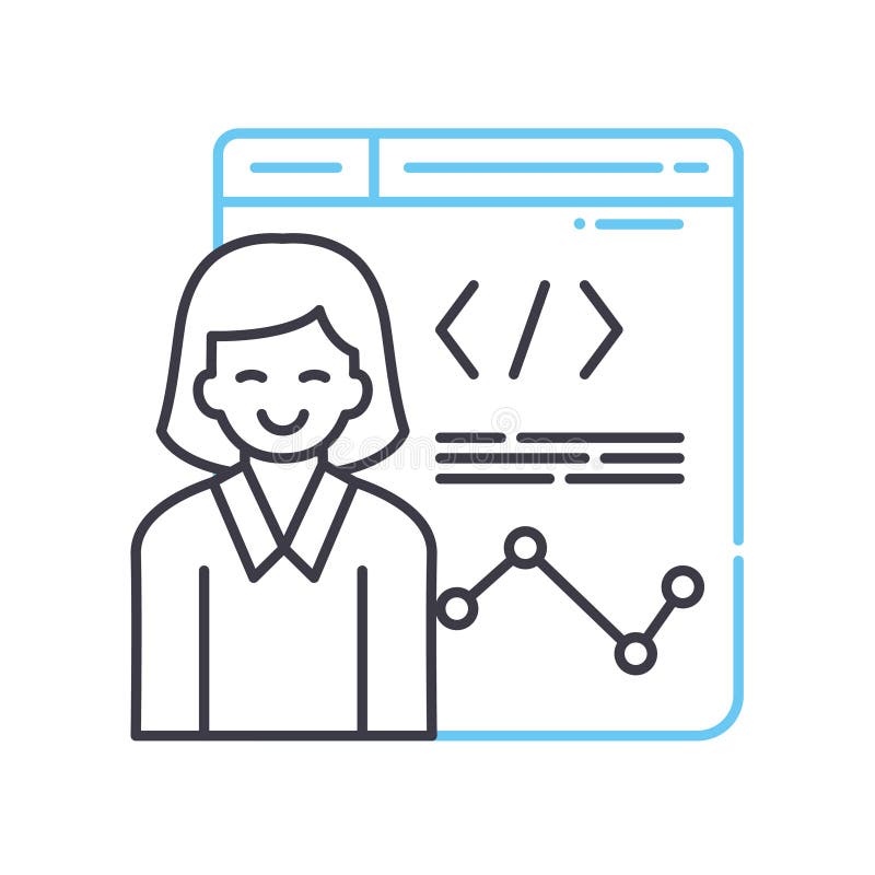 Back End Developer Female Line Icon, Outline Symbol, Vector ... Back End Developer Female Line Icon, Outline Symbol, Vector ...