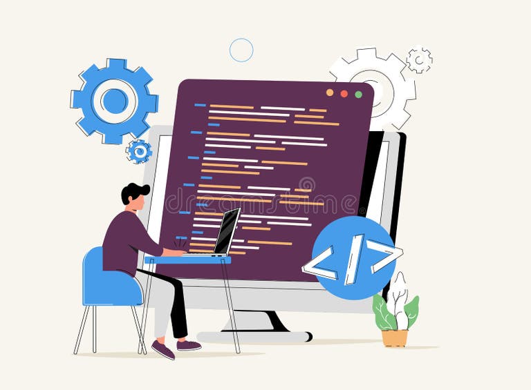 Back End Programming Computer Stock Illustrations – 844 Back End ...