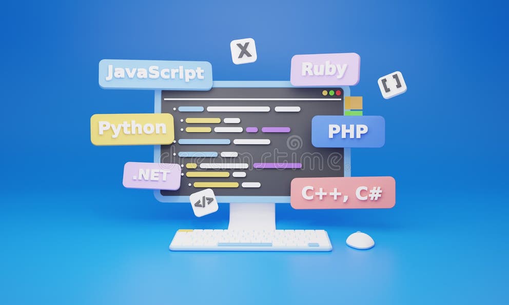 Back End Development Concept, 3d Render Stock Illustration ...