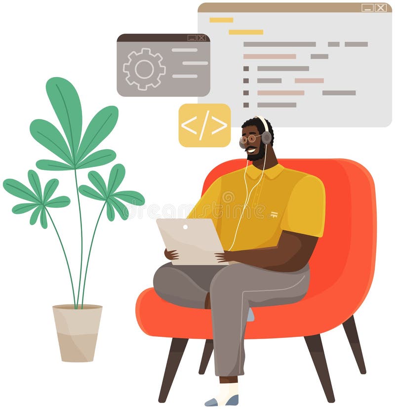 Programmer Working On Web Development On Computer Concept Of Script Coding And Programming