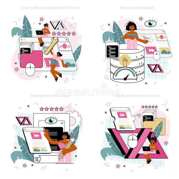 Back End Development Concept Set. Software Development Process Stock Vector - Illustration of ...
