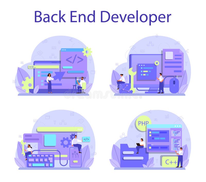 Back End Development Concept Set. Software Development Process Stock ...