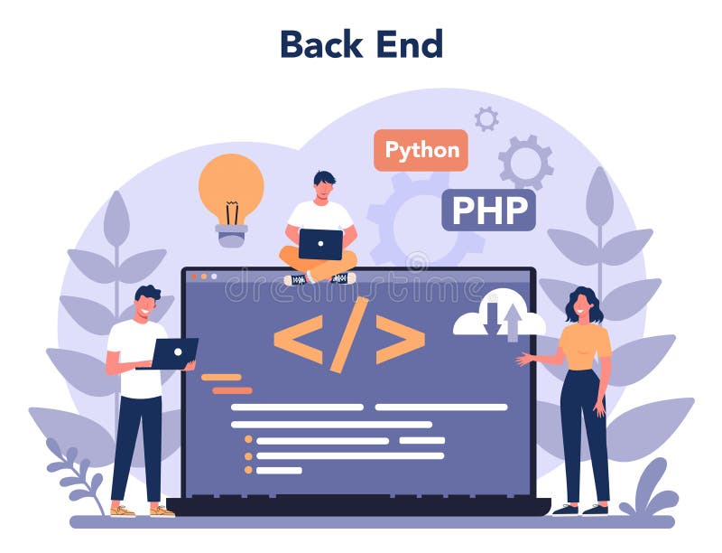 Back End Development Web Banner or Landing Page Set. Software Development Stock Vector ...