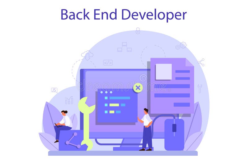 Back End Development Concept. Software Development Process Stock Vector ...