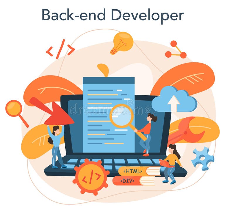 Back End Development Concept. Software Development Process Stock Vector ...