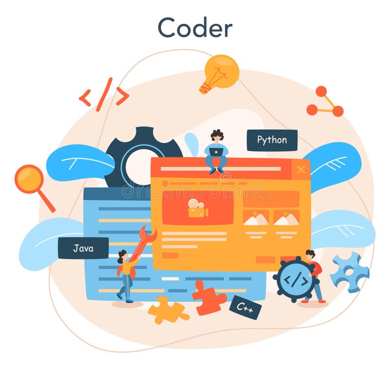 Back End Development Concept. Software Development Process Stock Vector - Illustration of people ...