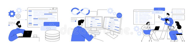 Back End Development Isolated Cartoon Vector Illustrations Se Stock ...