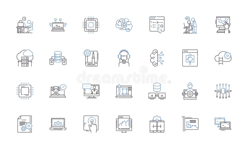 Back-end Development Line Icons Collection. Server, Database, API ...