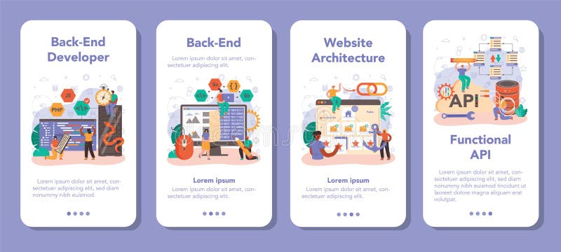 Back End Development Mobile Application Banner Set. Software Development Stock Vector ...