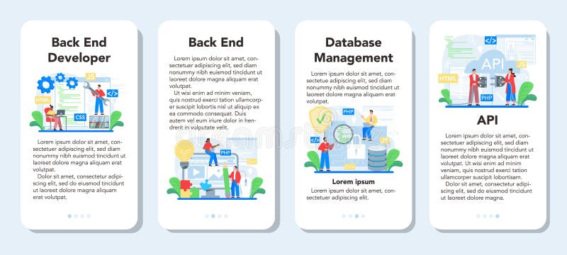 Back End Development Mobile Application Banner Set. Software ...