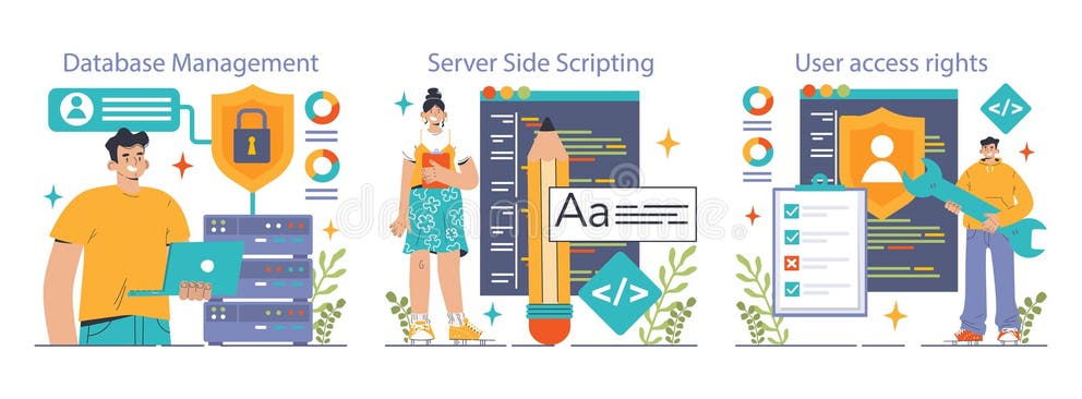 Back-end Development Set. Coding, Software Engineering or Programming Stock Vector ...