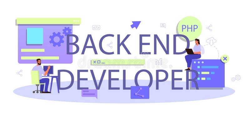 Back End Typographic Header. Software Development Process Stock Vector ...