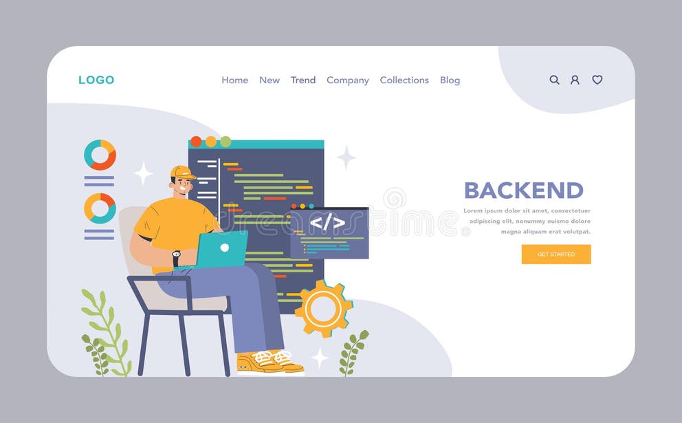 Back-end Development Web Banner or Landing Page. Coding, Software Stock ...