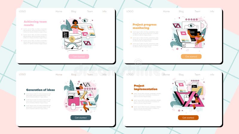 Back End Development Web Banner or Landing Page Set. Software Development Stock Vector ...