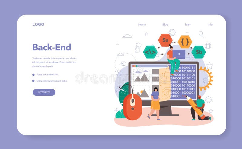 Back End Development Web Banner or Landing Page. Software Development Stock Vector ...