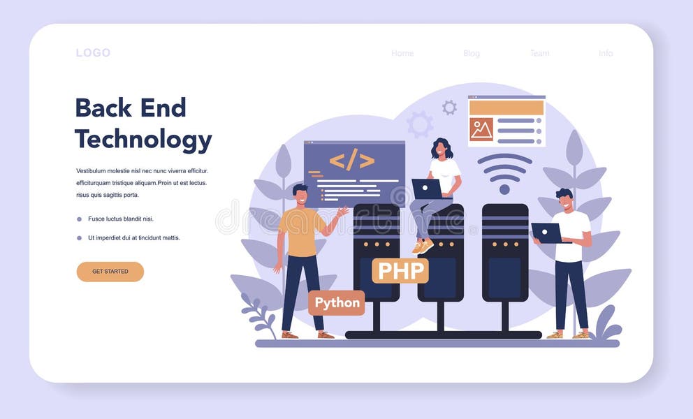 Back End Development Web Banner or Landing Page. Software Stock Vector - Illustration of network ...