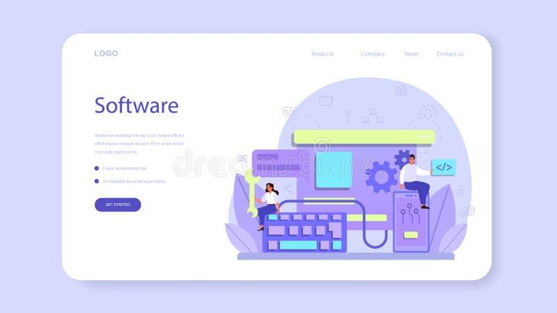 Back End Development Web Banner or Landing Page. Software Development Stock Vector ...