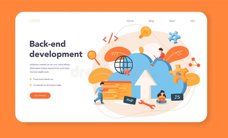 Back End Development Web Banner or Landing Page. Software Stock Vector ...