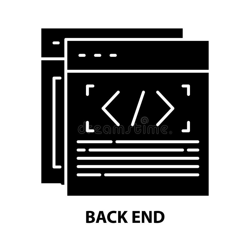 Back End Icon, Black Vector Sign with Editable Strokes, Concept ...