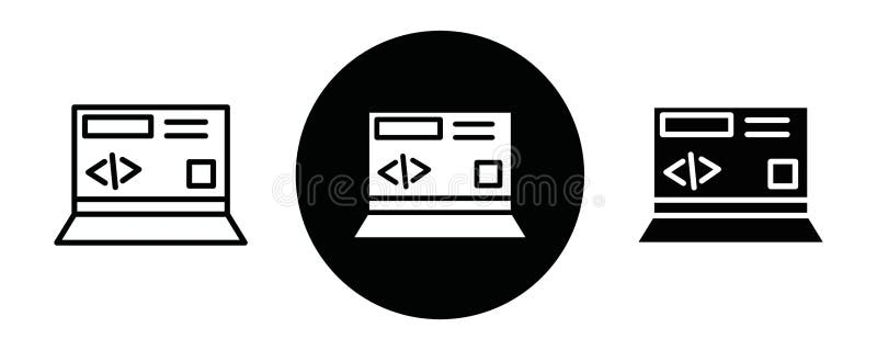 Back End Outline Icon Collection or Set. Back End Thin Vector Line Art ...