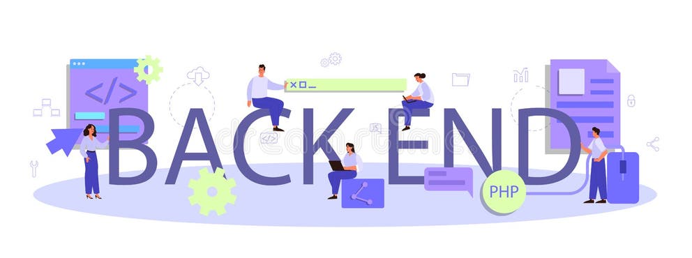 Back End Typographic Header. Software Development Process Stock Vector ...