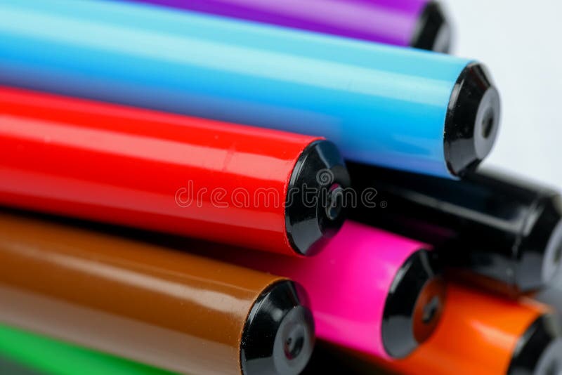 The Back Ends of Colored Felt-tip Pens Stock Photo - Image of hobby ...
