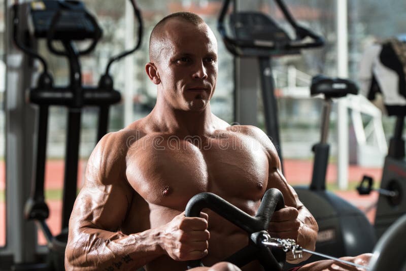 Back Exercises on a Seated Row Machine Stock Photo - Image of healthy ...