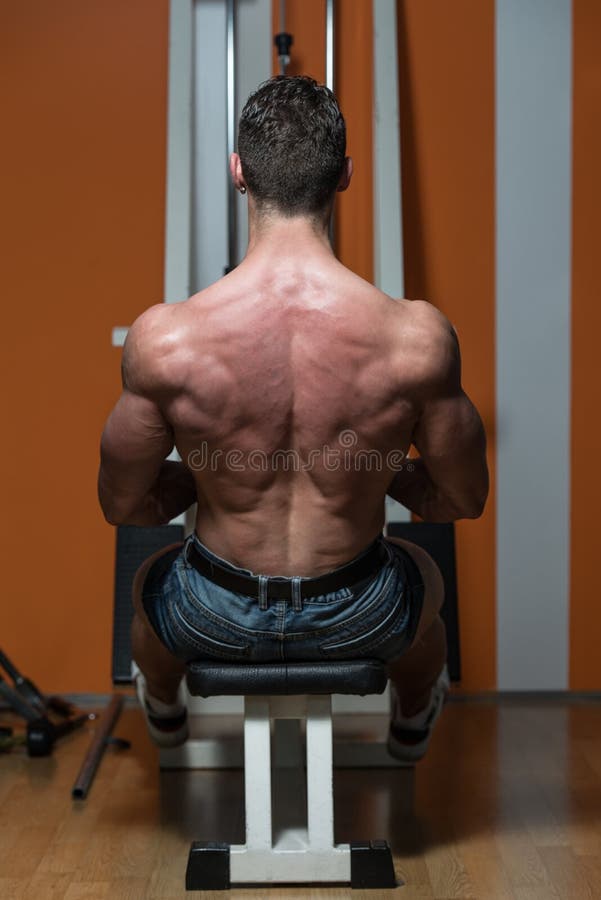 Back Exercises on a Seated Row Machine Stock Photo - Image of conscious ...