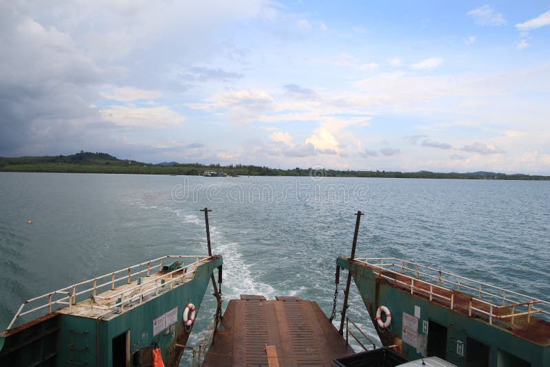 The Back of the Ferry Leaving the Port Stock Image - Image of lake ...