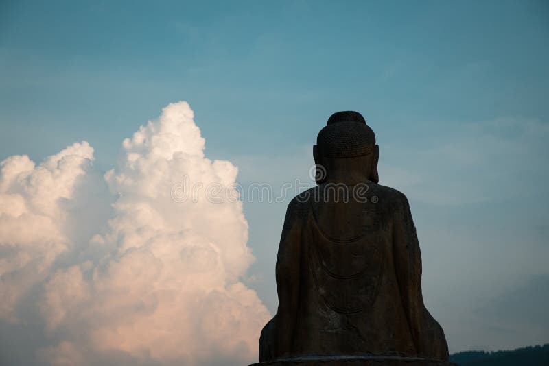 The Back Figure of a Buddha Statue Stock Image - Image of cloud, buddha ...
