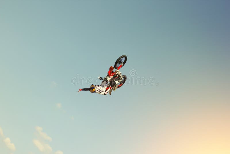 Back Flip on a Motorcycle, Stunt Biker Make a Back Flip on a Bike ...