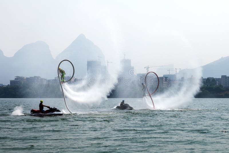 Back Flip on Water with Jet Stock Image - Image of athletics, athlete ...