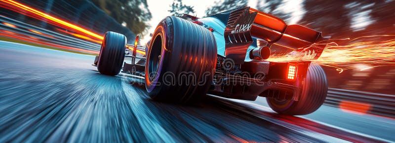 Back of Formula One Racing Car Fast Driving on Race Track Stock Photo ...