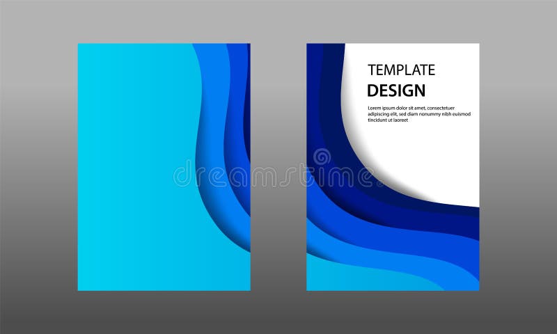 Back and Front Document Mock Up and Cover Template, Wave Fluid Blue ...